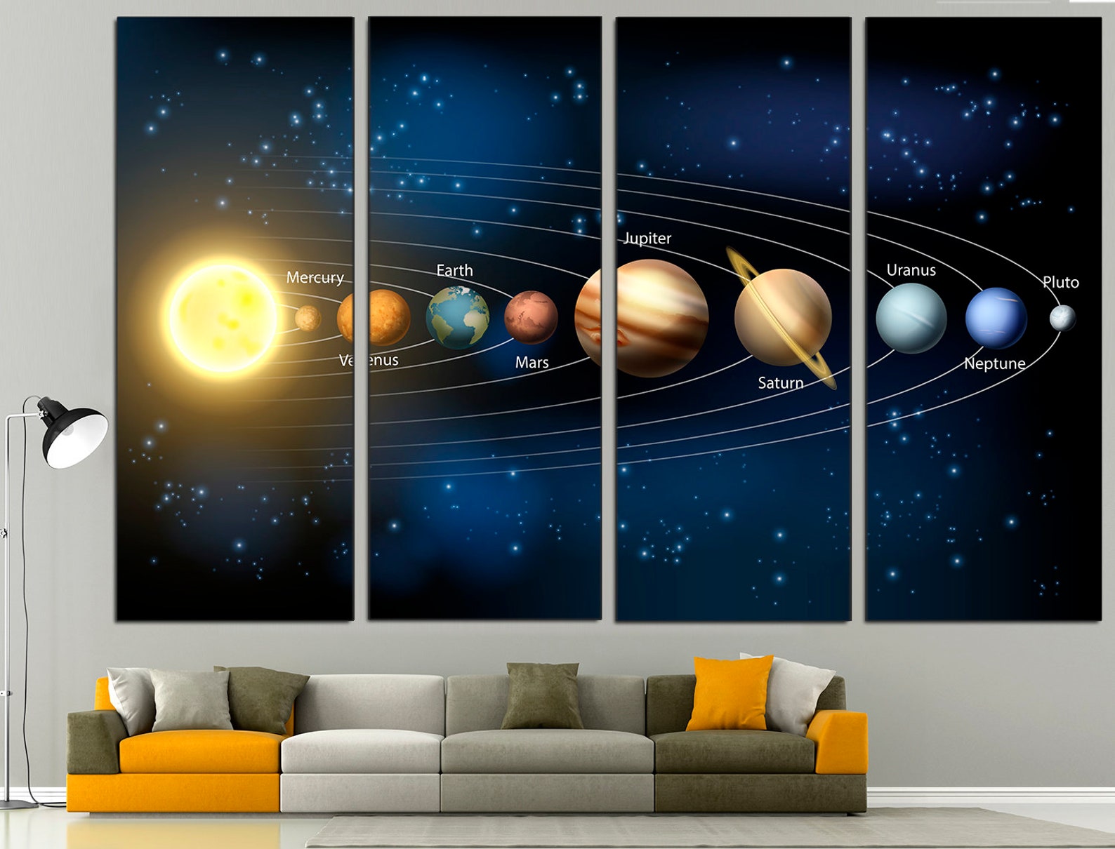 Solar System Canvas Print Planets Wall Art Earth in Space | Etsy