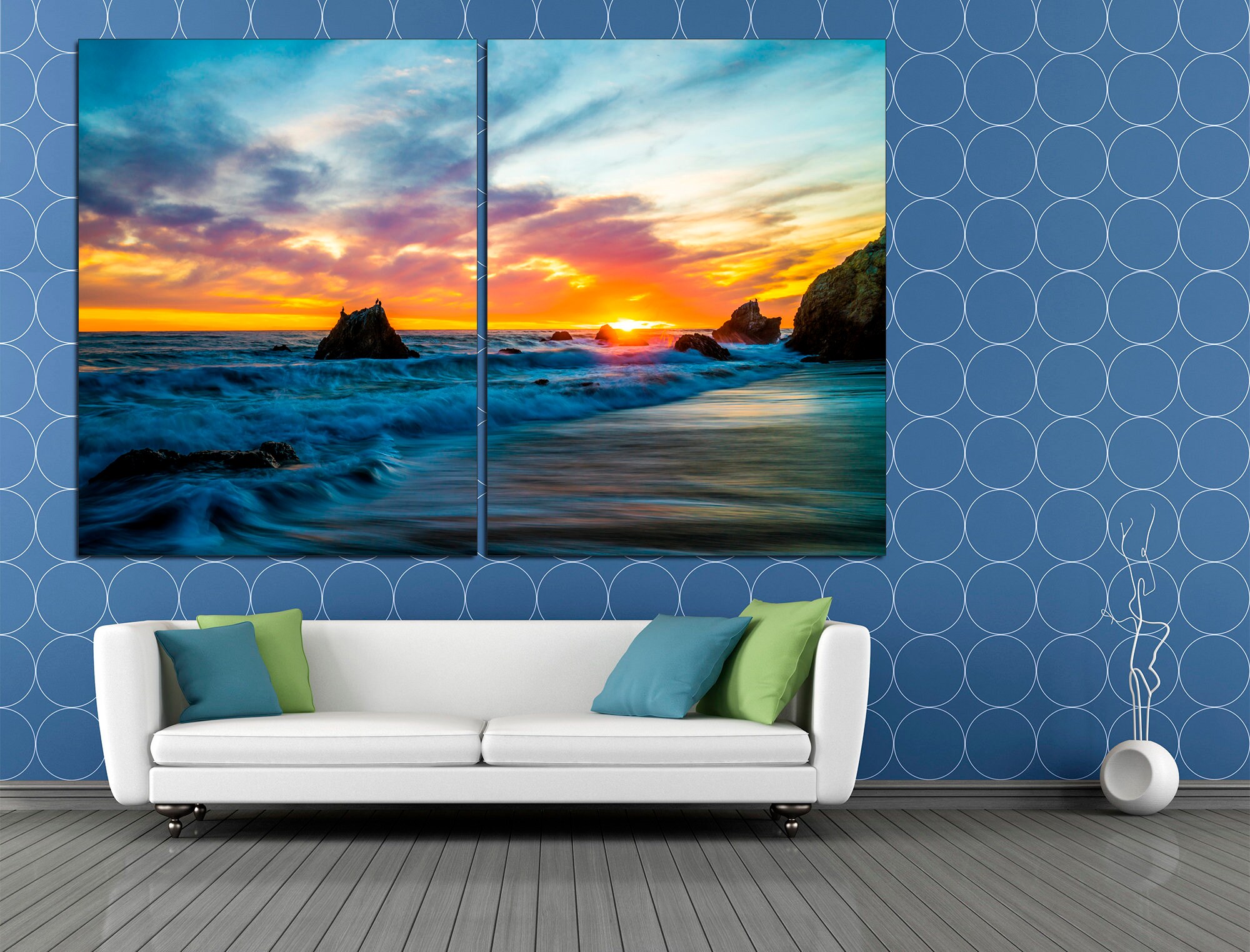 Ocean Sunrise Wall Art USA Beach Sunset Print Colorful Sunrise - Etsy