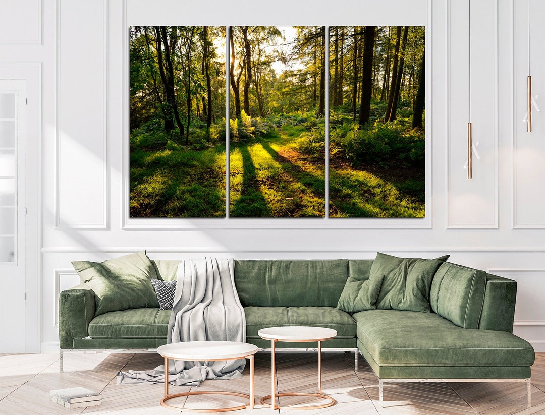 Forest Wall Art Tree Print Autumn Forest Canvas Tree Wall Decor Foggy ...