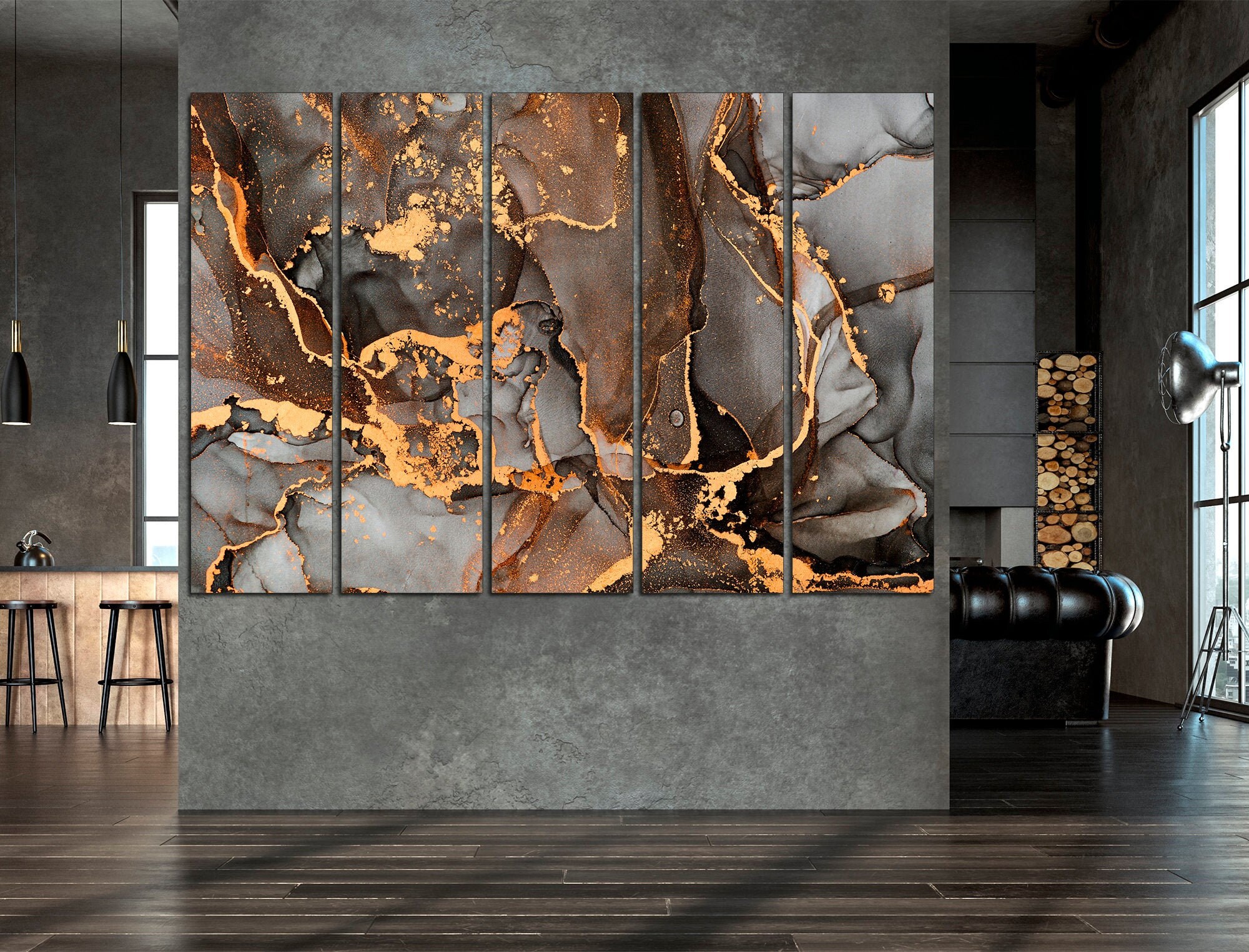 Beautiful Black Gold Abstract Art Marble Canvas Print Abstract - Etsy