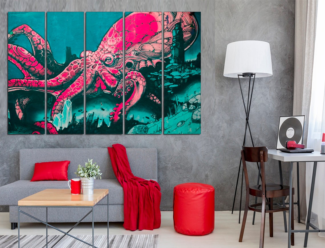 Octopus Graffiti Street Art Octopus Modern Wall Art Large - Etsy