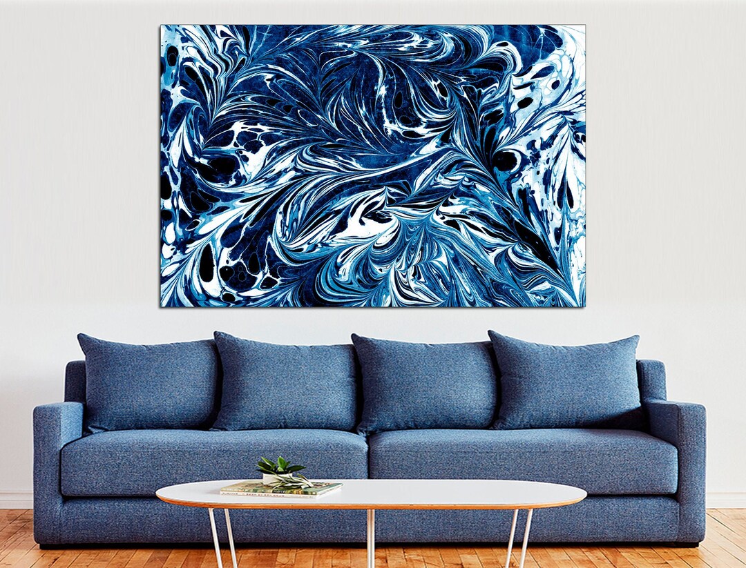 Amazing Dark Blue Abstract Art Blue Black White Abstract Print Abstract ...