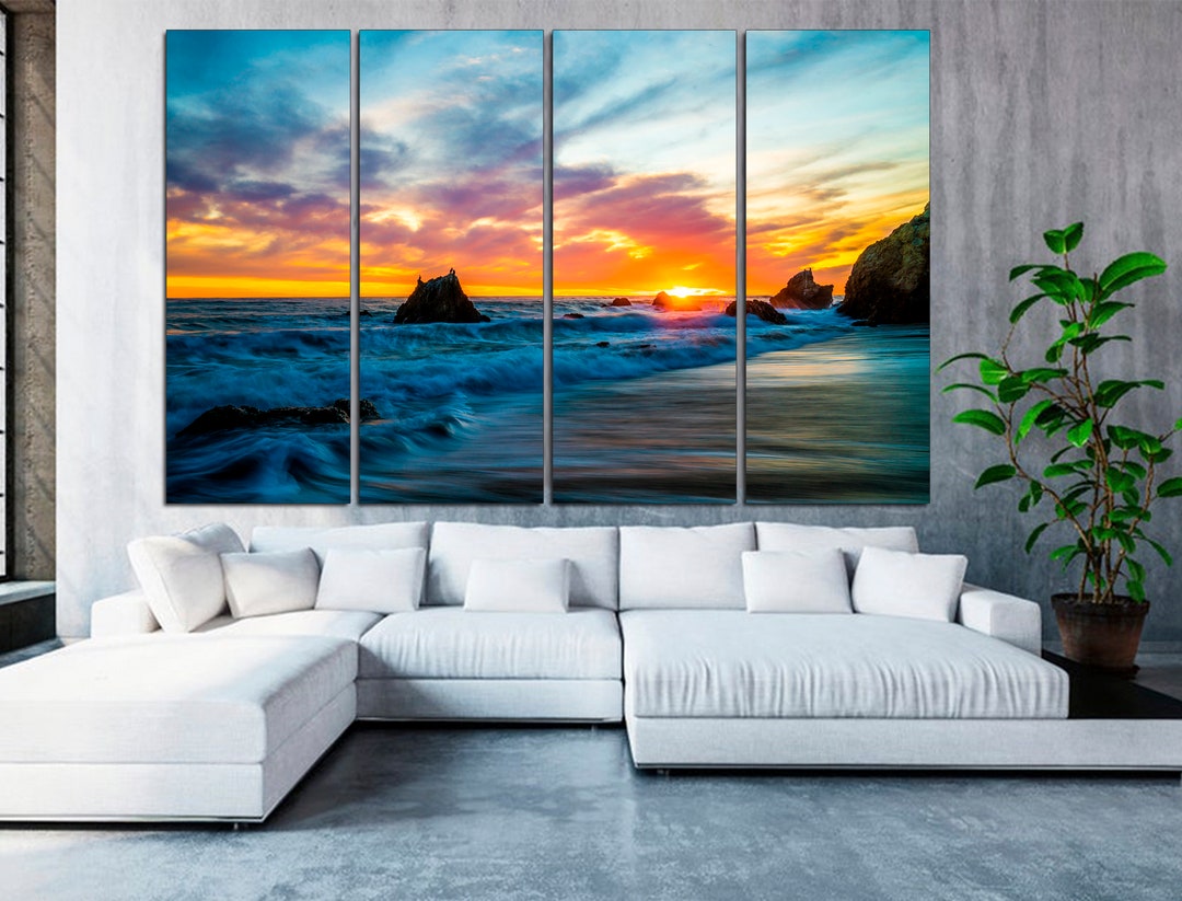 Ocean Sunrise Wall Art USA Beach Sunset Print Colorful Sunrise Decor ...