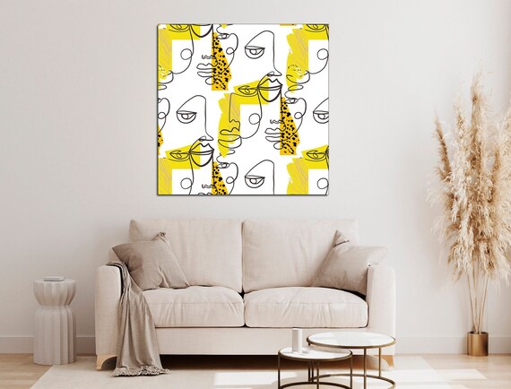 One Line Female Face Abstract Face Wall Art Continuous Line - Etsy