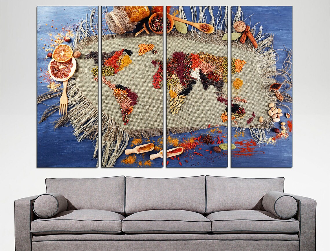 Spices World Map World Map Canvas Map Print Poster World Map | Etsy