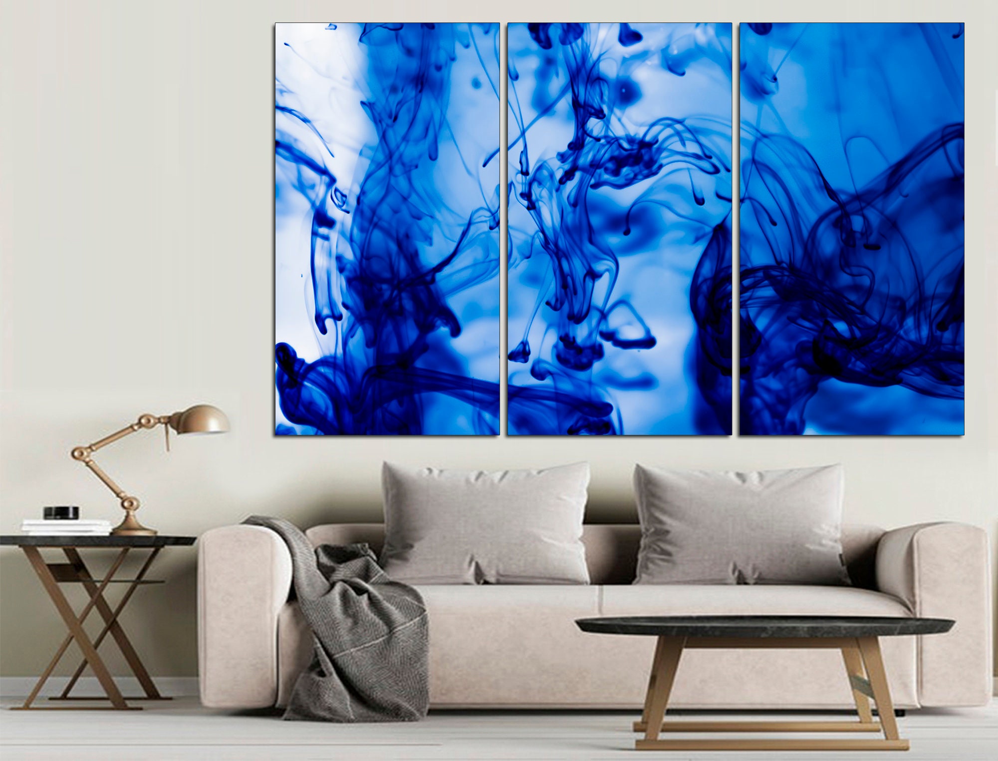 Navy blue wall decor Blue marble print Blue abstract art | Etsy