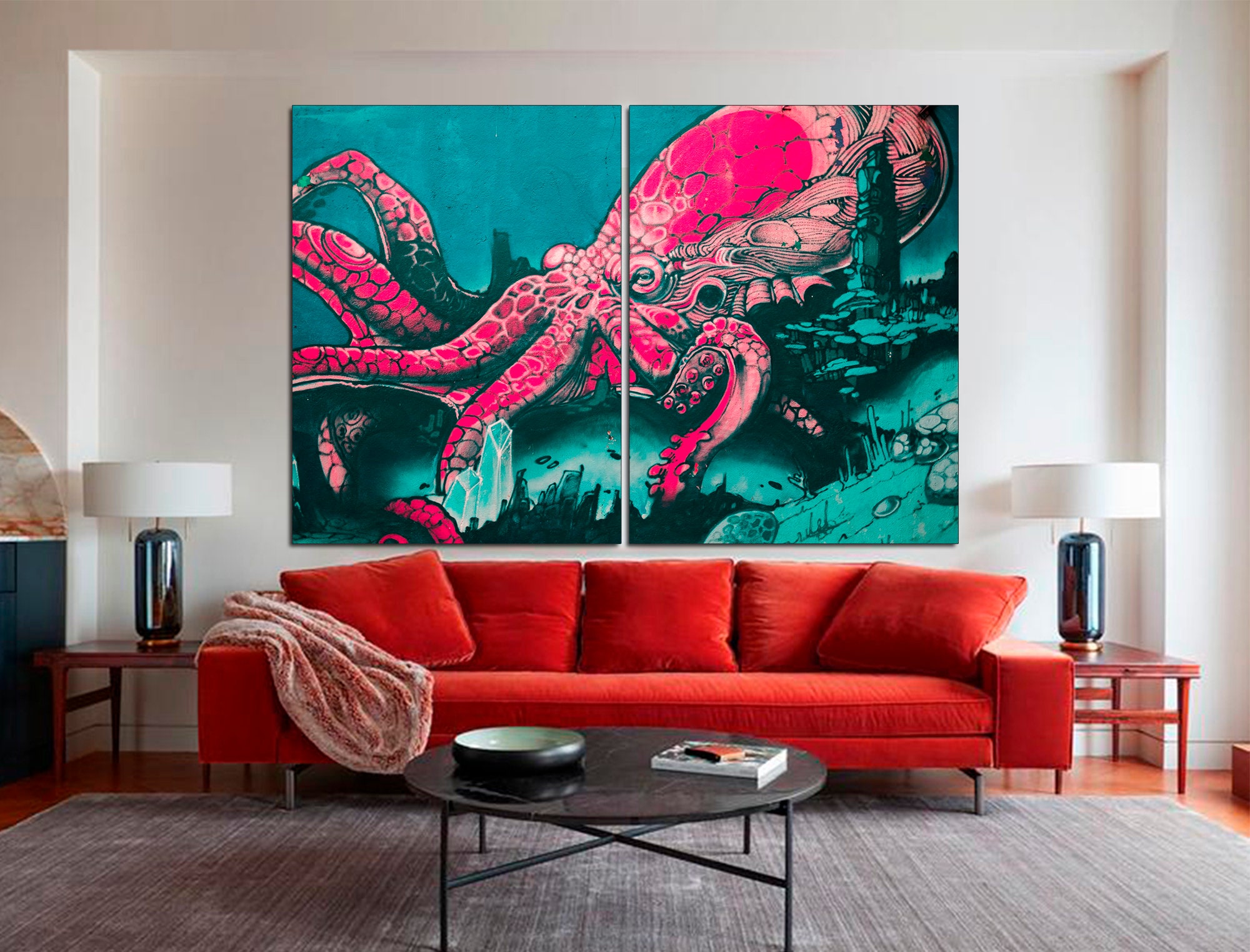 Octopus Graffiti Street Art Octopus Modern Wall Art Large - Etsy