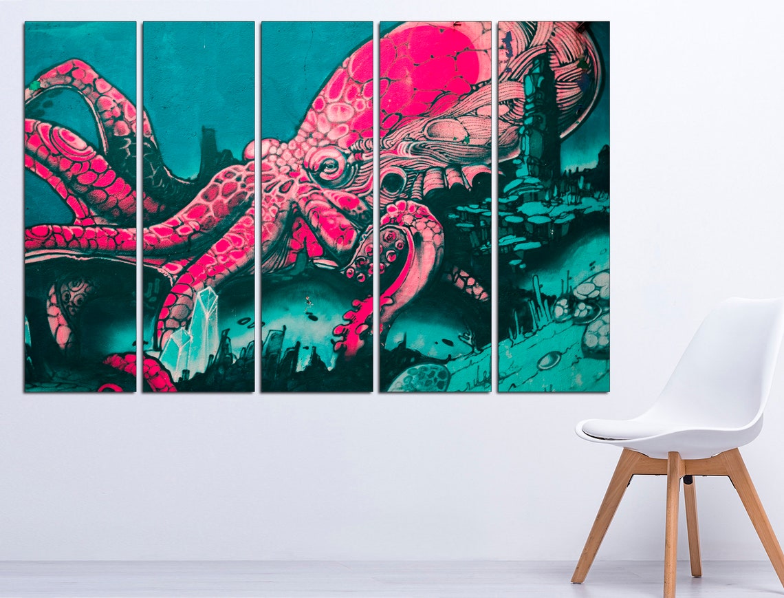 Octopus Graffiti Street Art Octopus Modern Wall Art Large - Etsy
