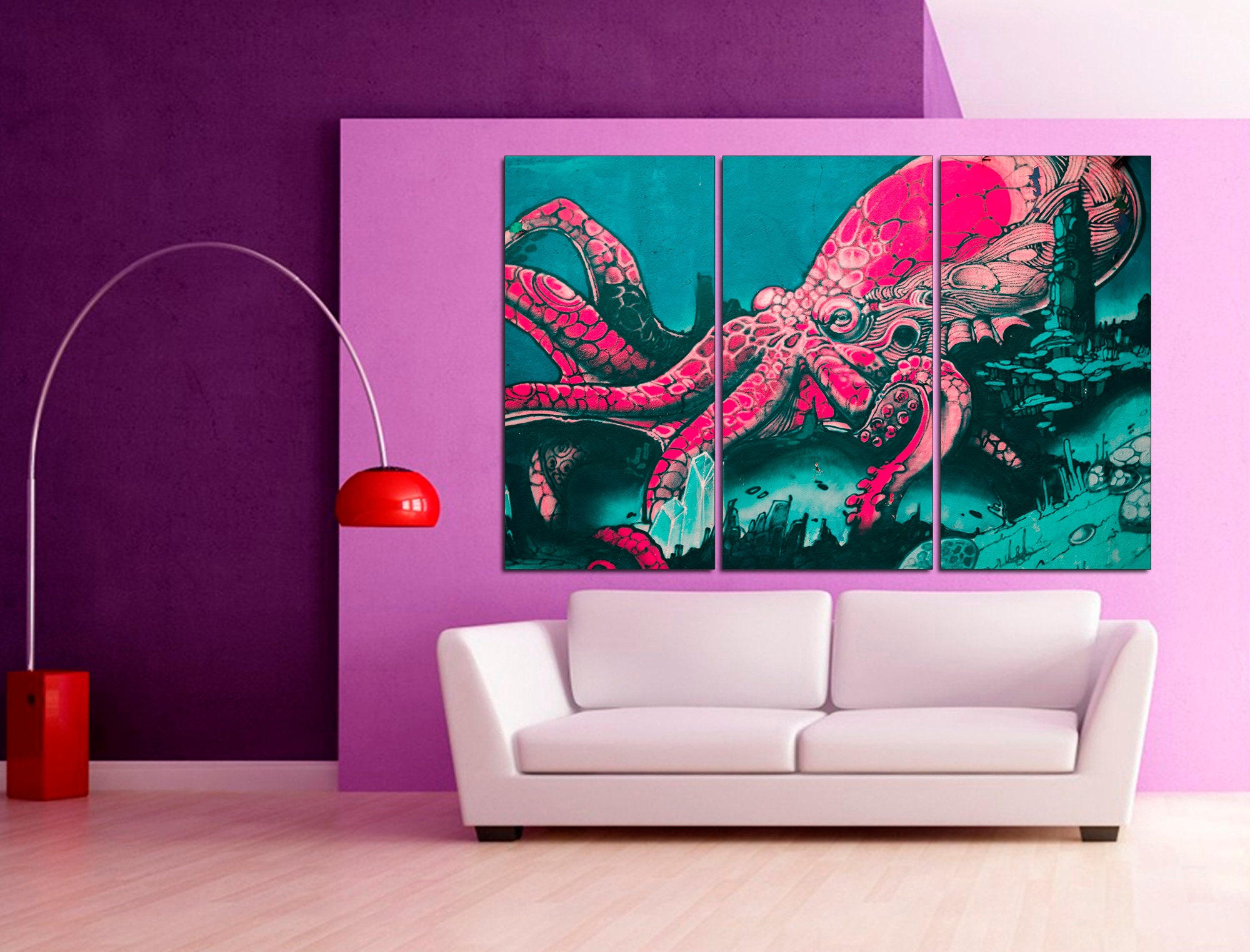 Octopus Graffiti Street Art Octopus Modern Wall Art Large - Etsy