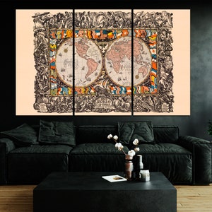 Ancient World Map World Map Canvas Print Extra Large Word Map Wall Art ...