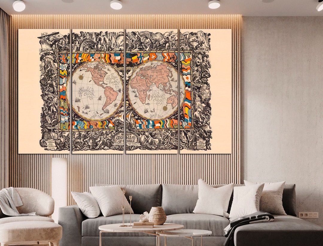 Ancient World Map World Map Canvas Print Extra Large Word Map Wall Art ...