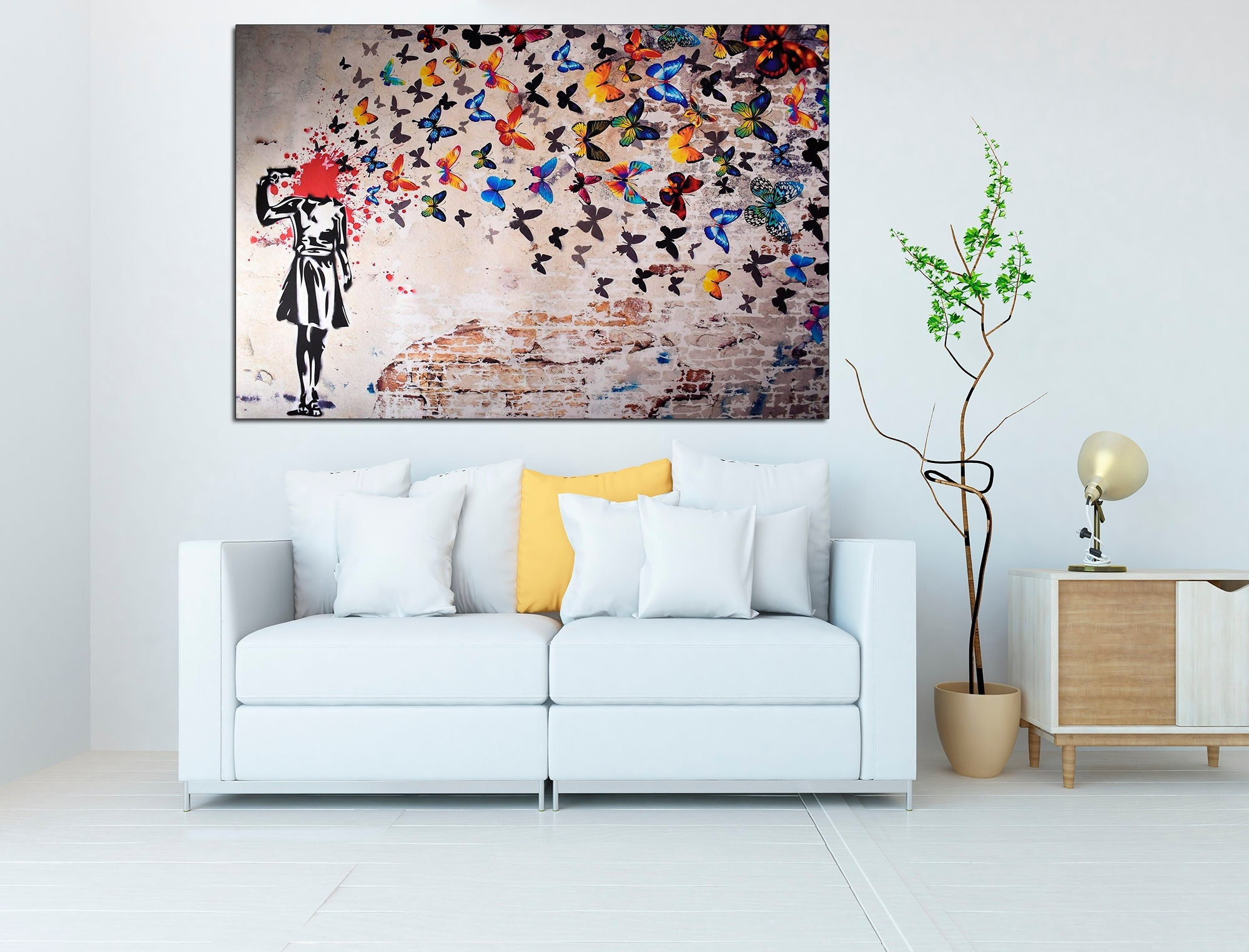 Banksy Wall Art Modern Wall Decor Brainwash Canvas Street Art - Etsy