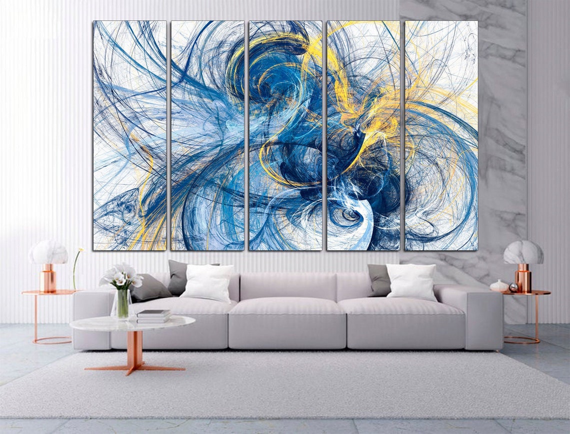 Abstract Blue Bright Motion Composition Art Modern Wall Art - Etsy