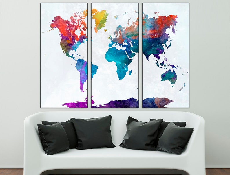 Colorful World Map Wall Art World Map Poster Abstract World - Etsy