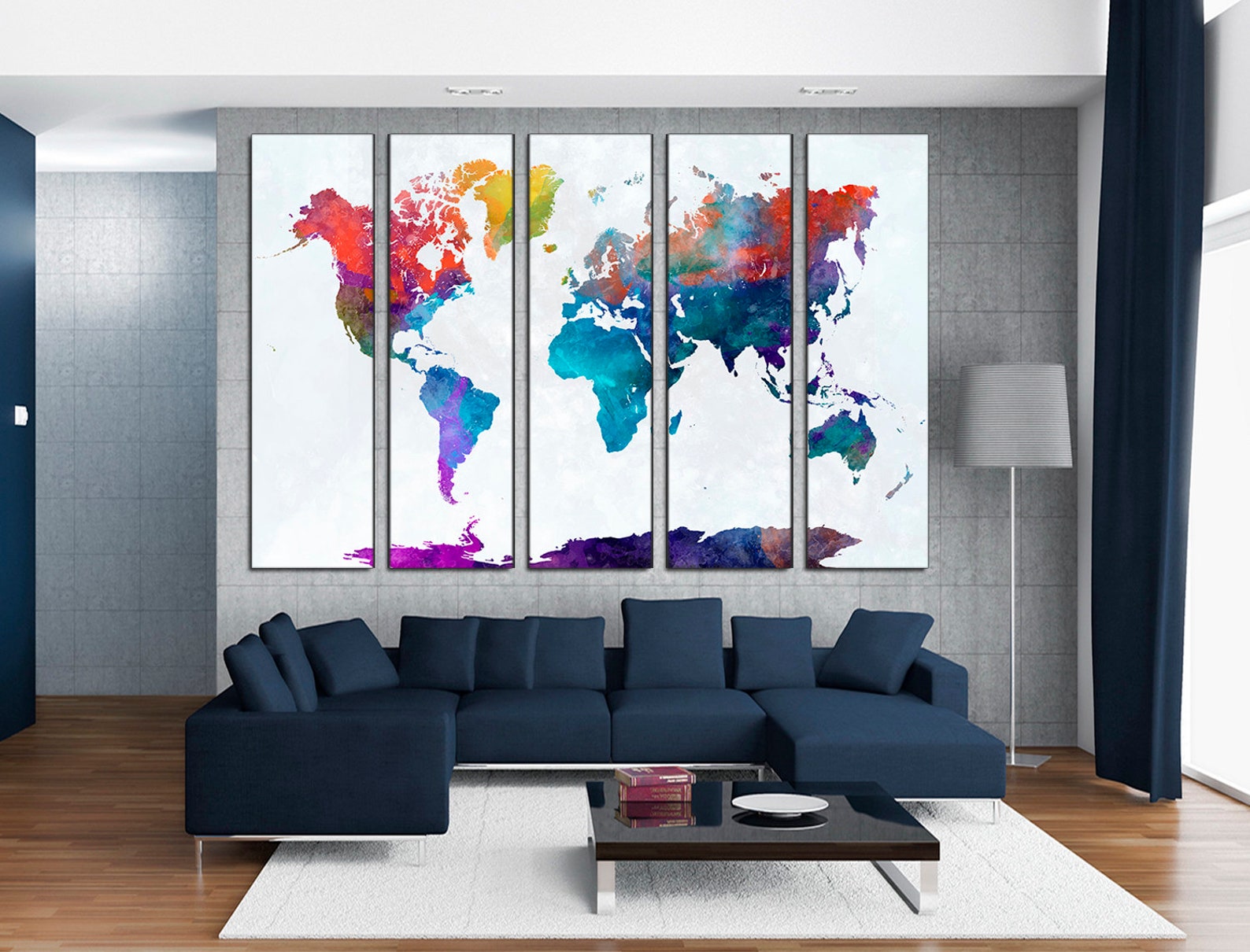 Colorful World Map Wall Art World Map Poster Abstract World - Etsy