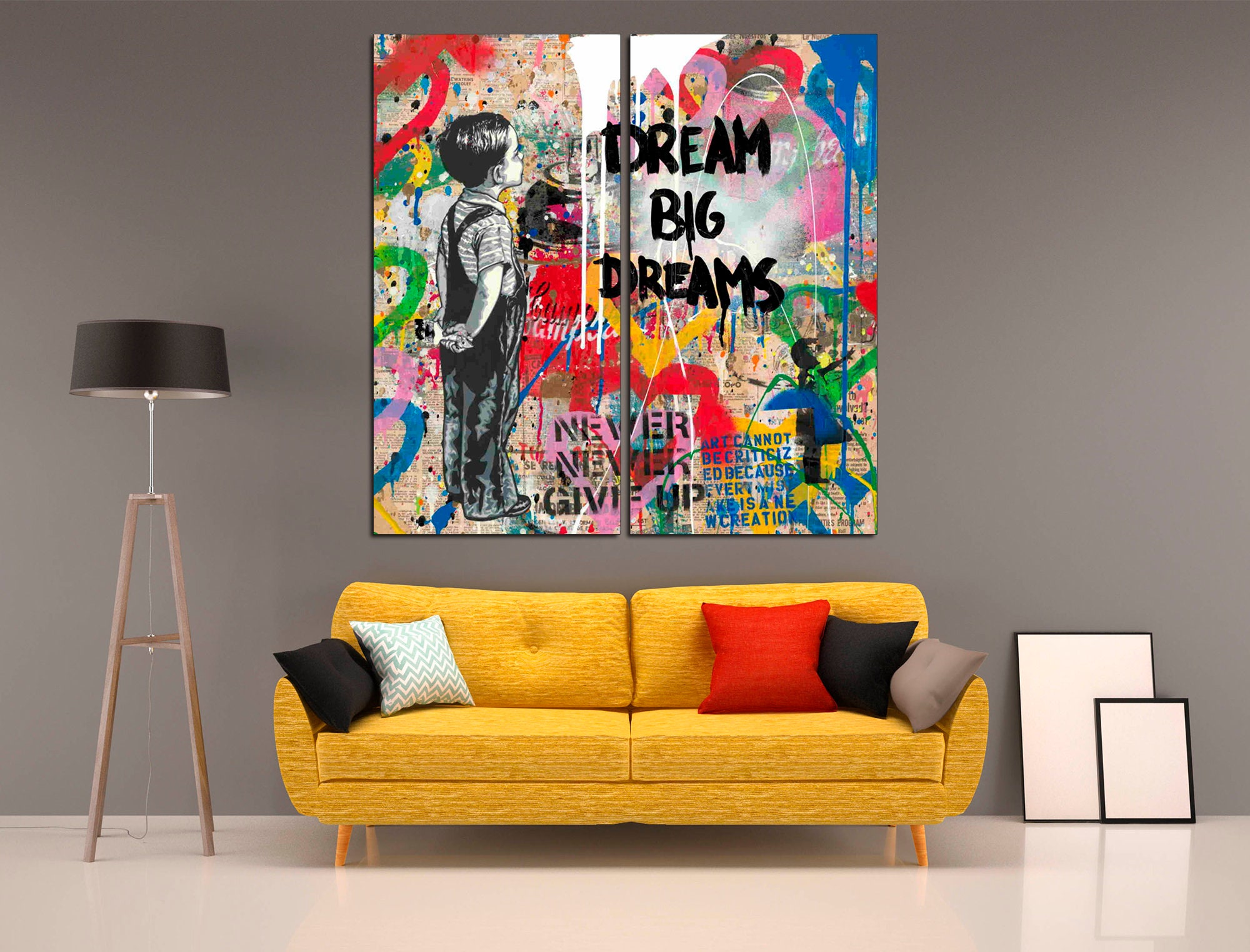 Dream Big Dreams Art Graffiti Canvas Wall Art Mr.brainwash Art - Etsy
