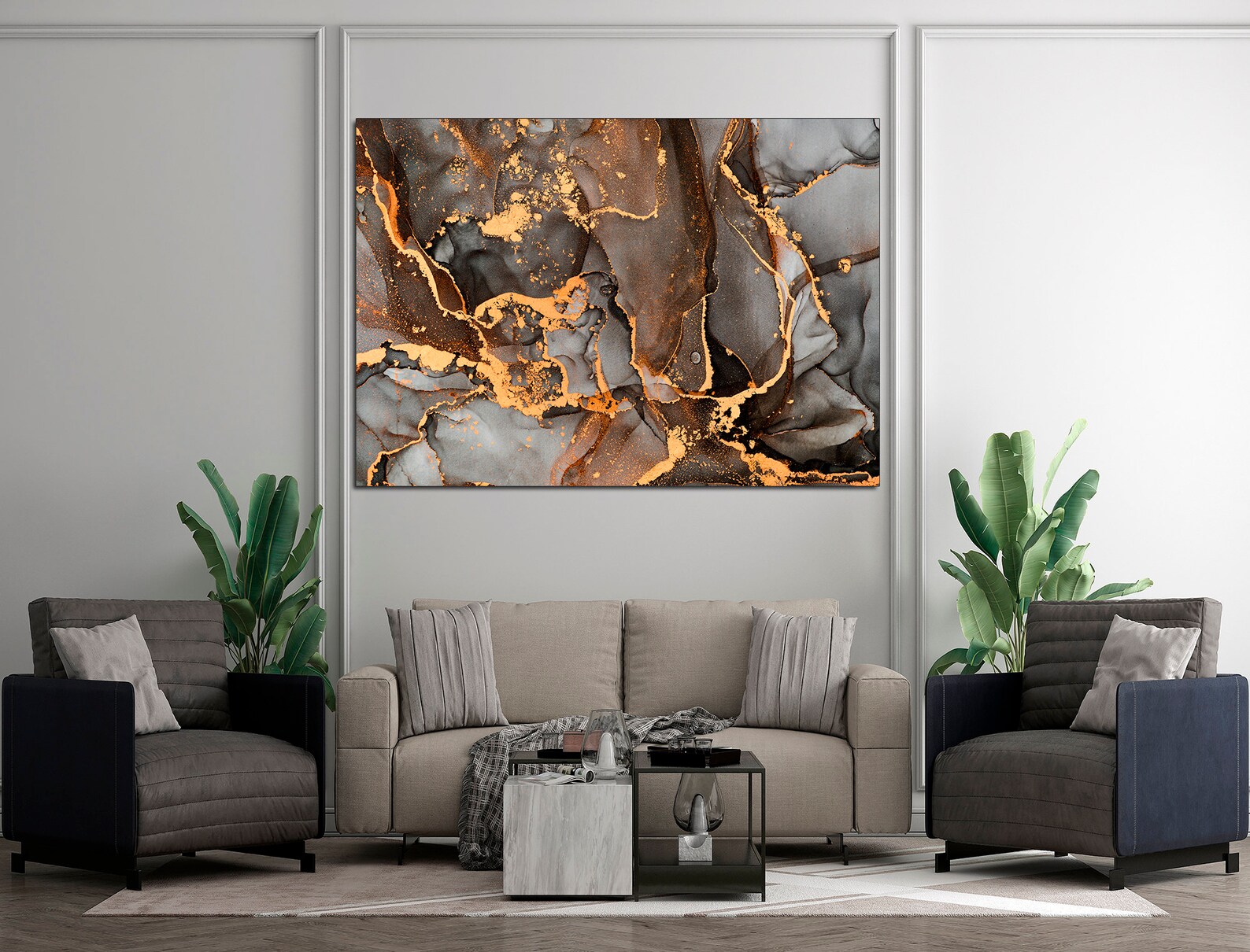 Beautiful Black Gold Abstract Art Marble Canvas Print Abstract - Etsy