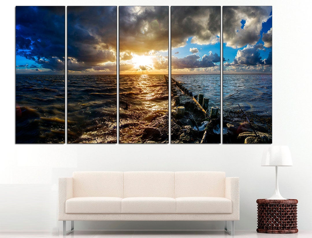 Ocean Sunset Canvas Print: Extra Large Sea Wave Wall Art - Etsy