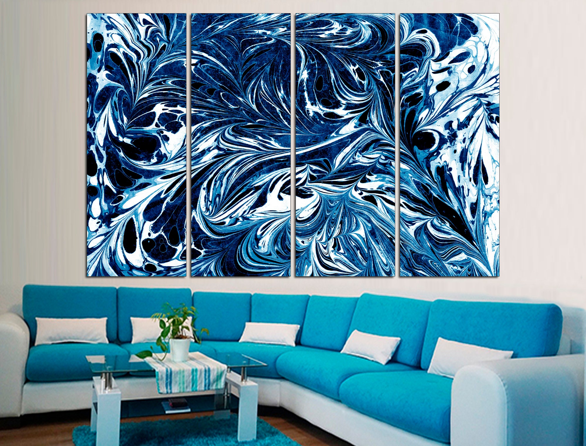 Amazing Dark Blue Abstract Art Blue Black White Abstract Print - Etsy