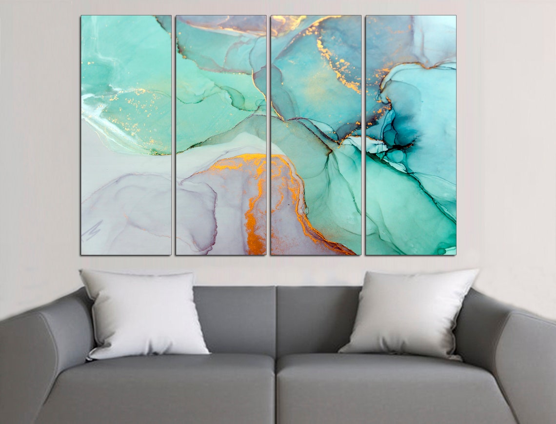 Marble canvas print Abstct wall decor Marbling wall art | Etsy