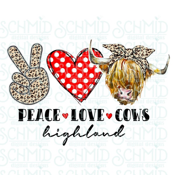 Peace Love Highland Cow Png - Etsy