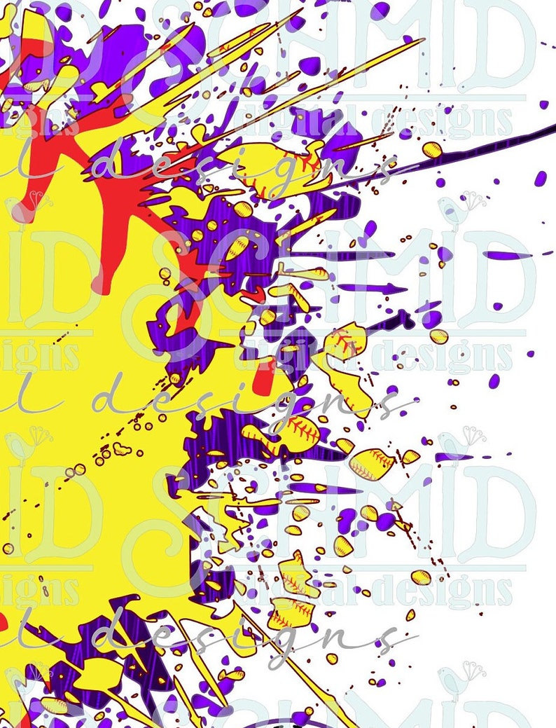 PURPLE Splatter Softball Png Softball Png Softball - Etsy