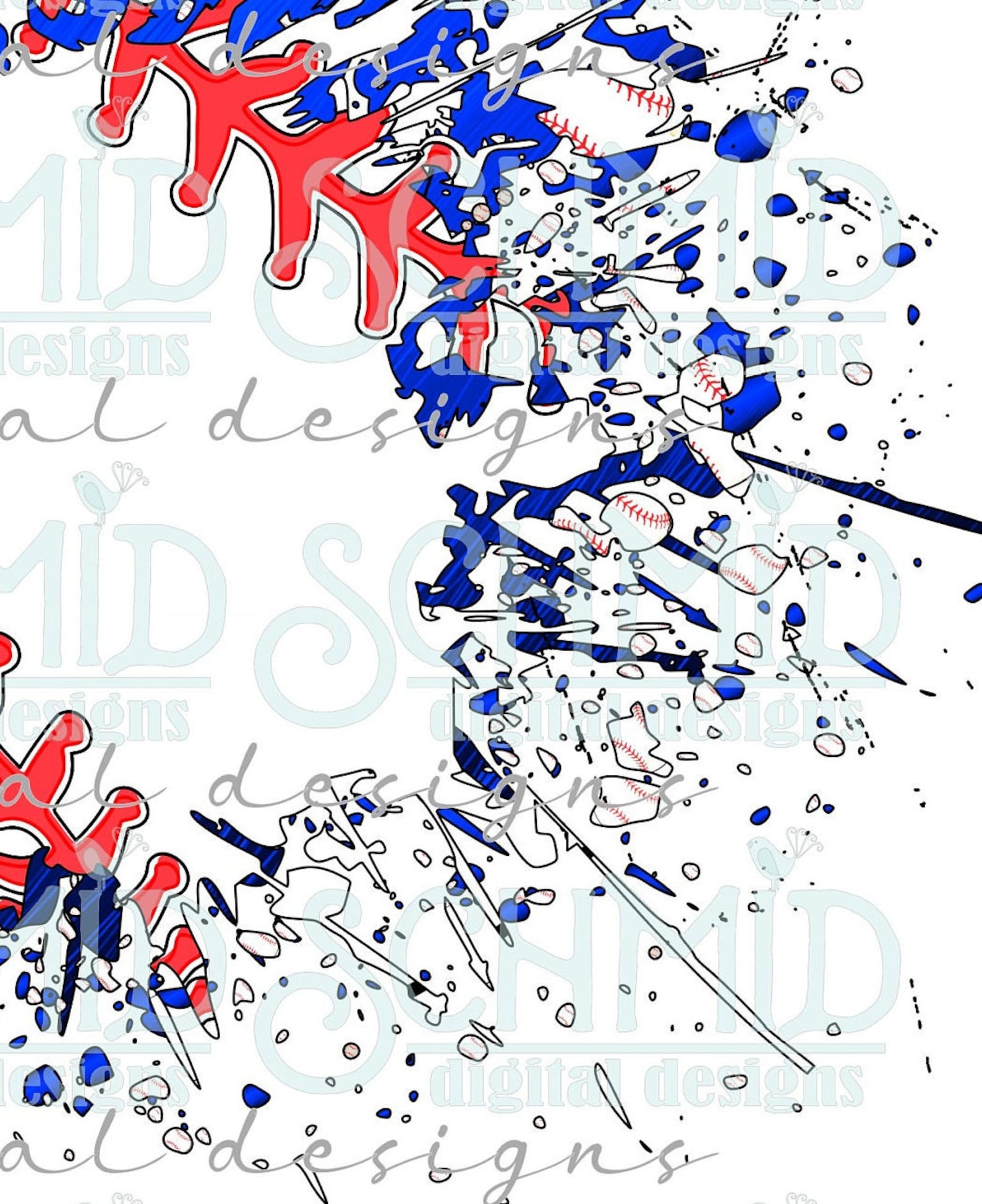 BLUE Splatter Baseball Png Baseball Png Baseball Background - Etsy