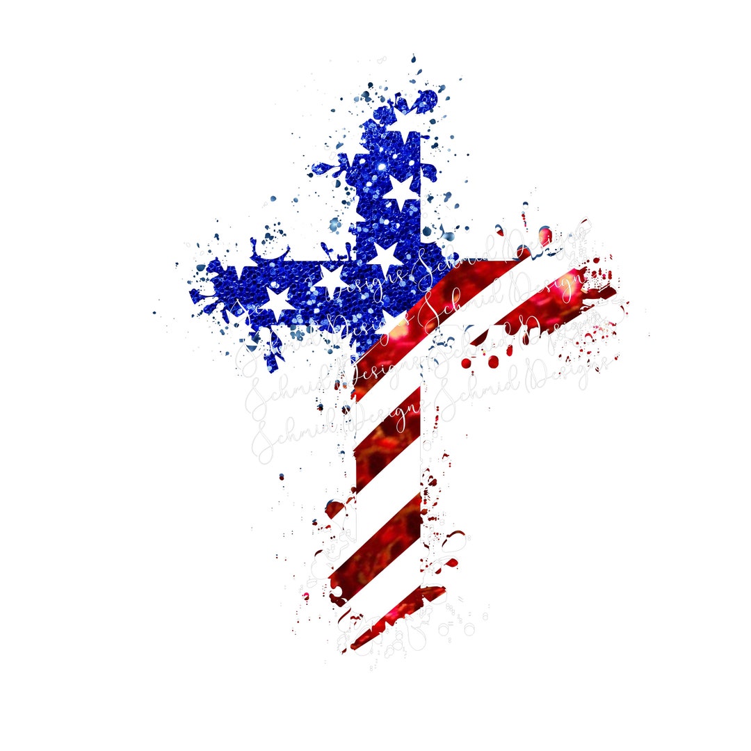 Flag Glitter Splatter Cross Png, Flag Cross, USA Cross, American Flag ...