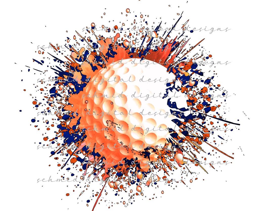 GOLF, Orange and Navy Splatter Golf Png, Golf Png, GOLF Background Png ...