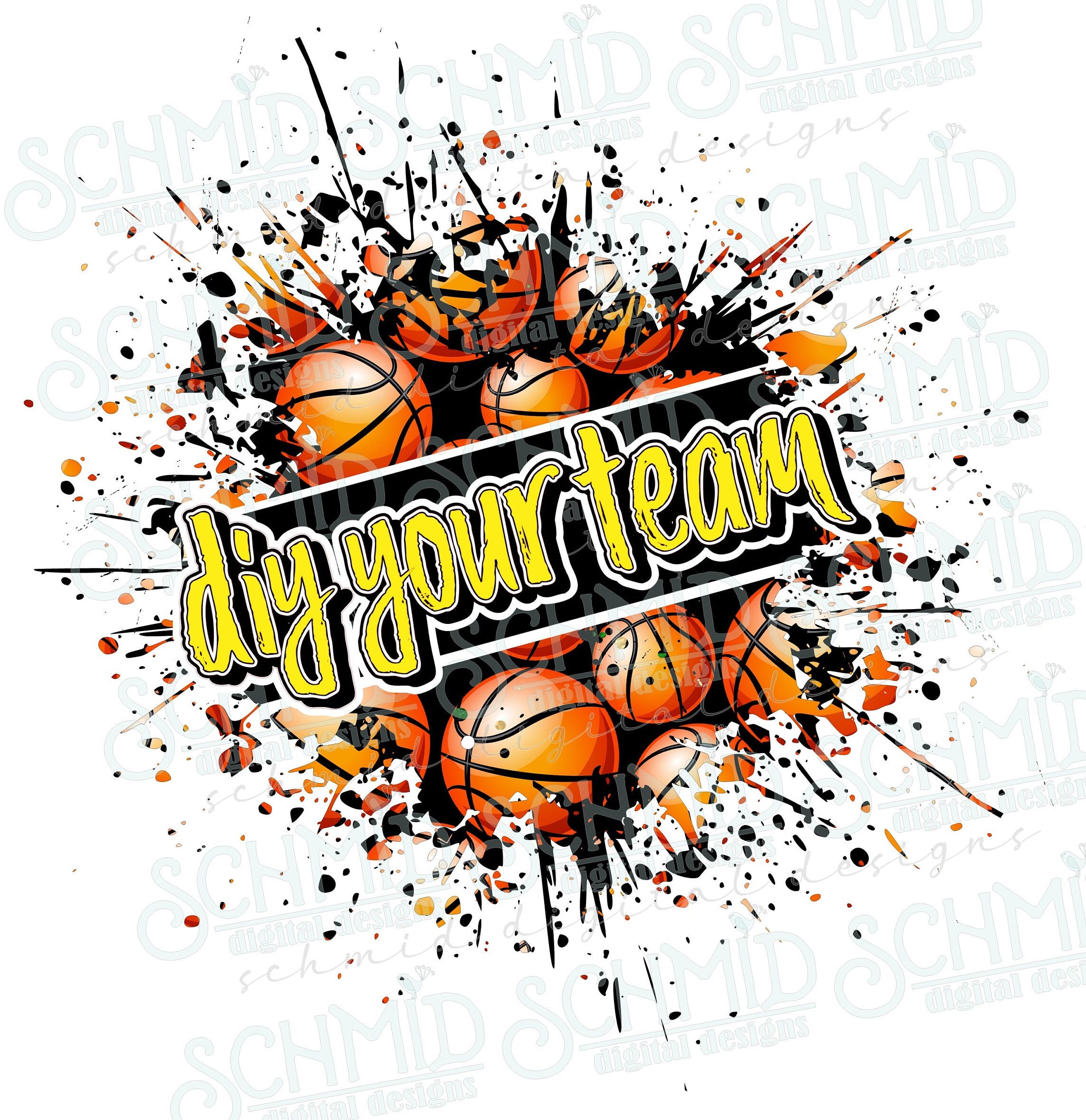Splatter Basketball TEAM PNG, Basketball Mascot PNG, Mascot Design ...