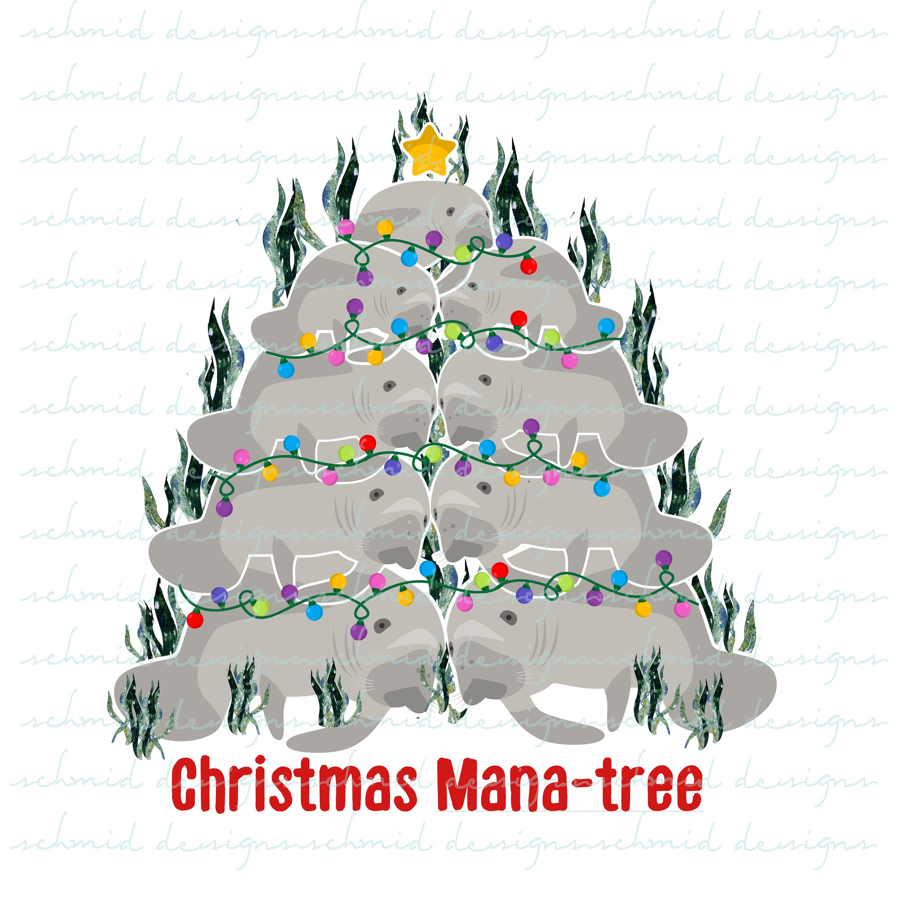 Christmas Mana-tree Desgin/ Christmas Manatee Design/ Merry - Etsy