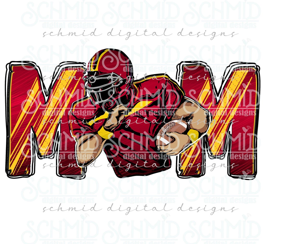 Red and Yellow Football Mom PNG, Football Mom PNG, Football Mom Shirt ...