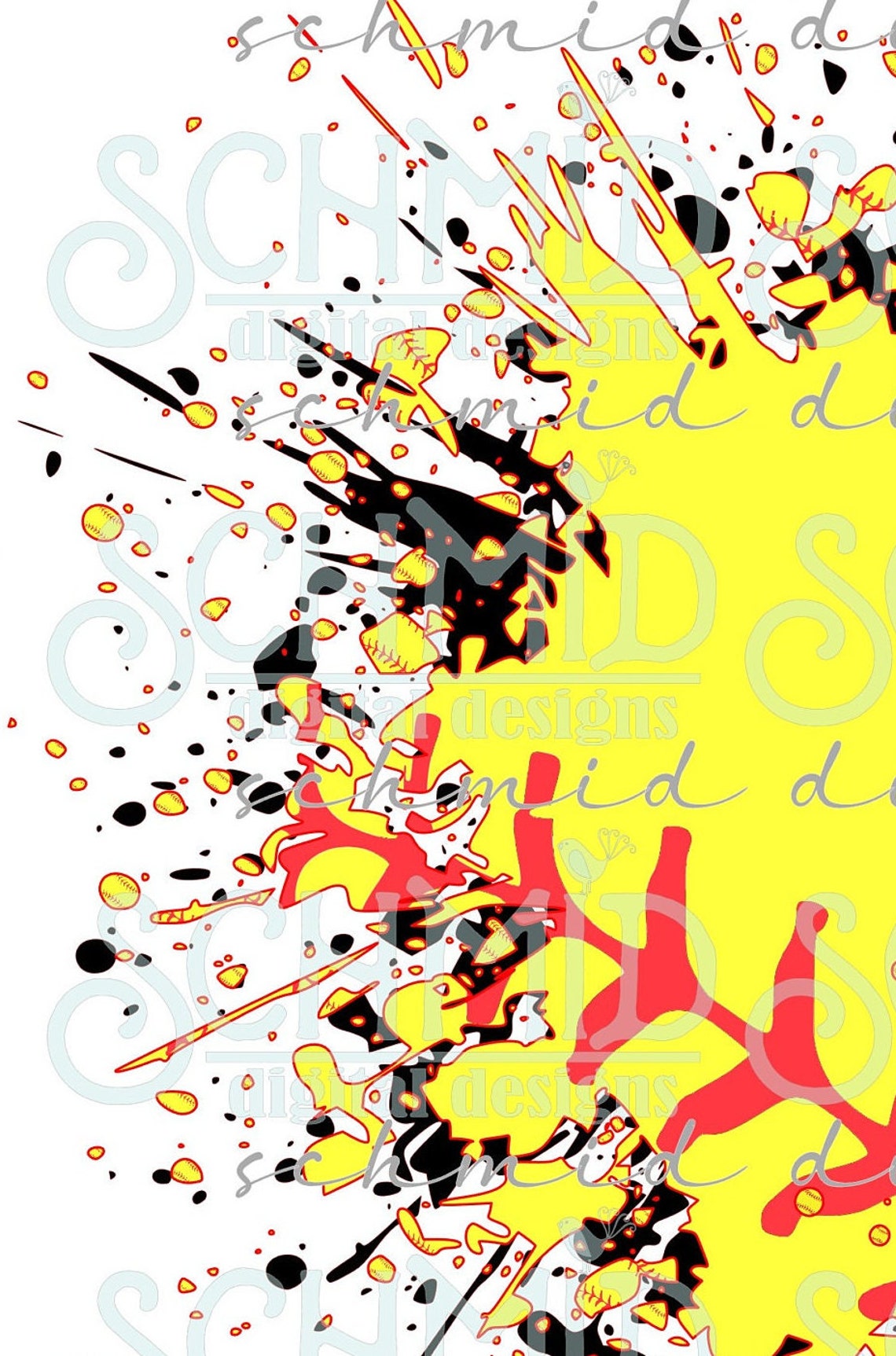 Black Splatter Softball Png /softball Png/ Softball - Etsy