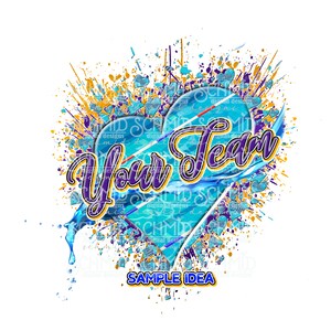 Splatter Heart, Personalized Swim TEAM PNG, Swim Mascot PNG, Mascot ...