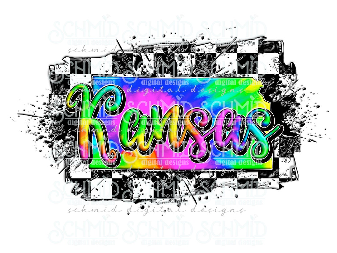 Tie Dye Checked Kansas, Kansas Png, Kansas Design, Kansas Shirt Design ...