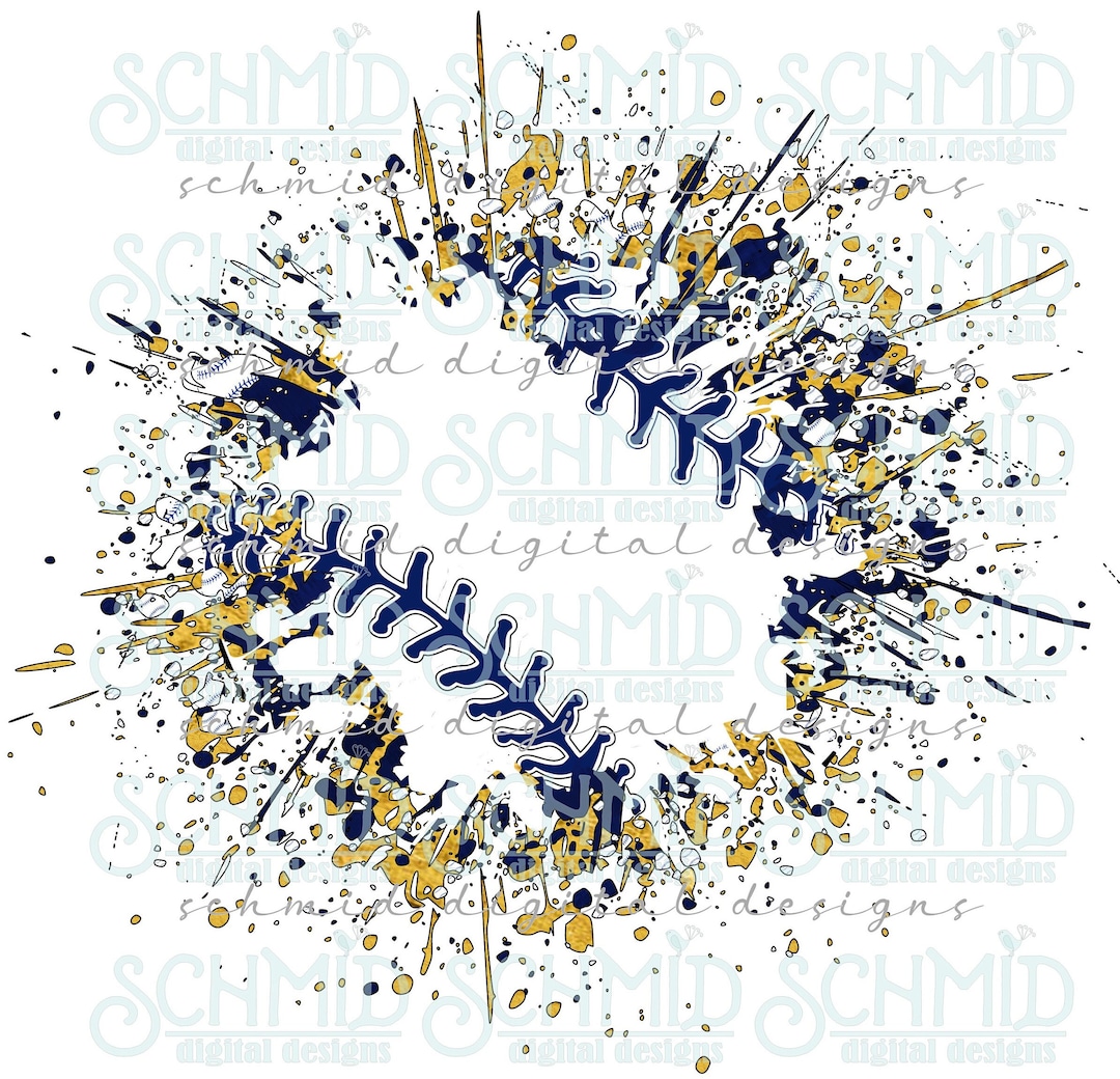 Custom Navy Blue and Gold Splatter Baseball Png, Baseball Png ...