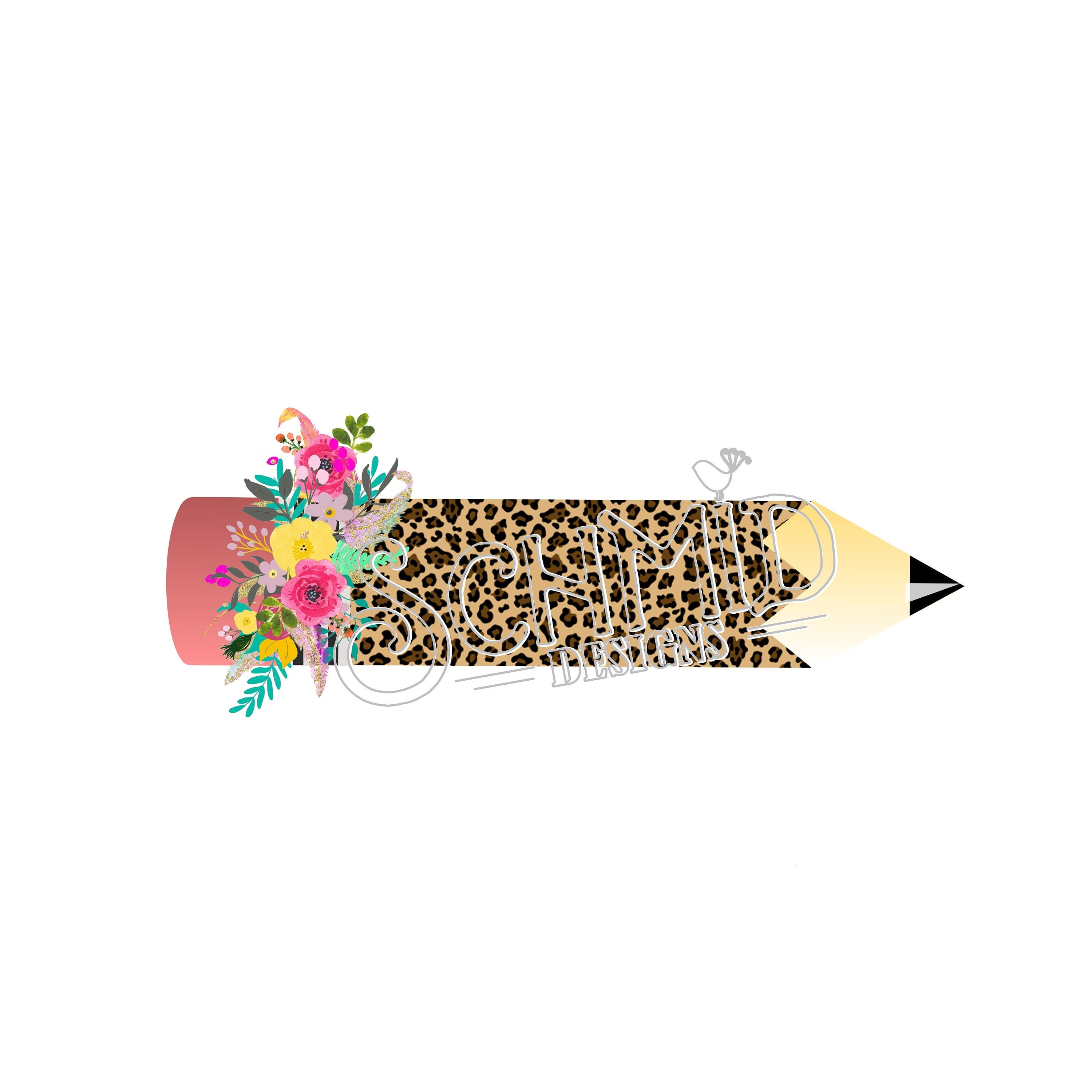 Leopard Print Pencil With Flowers Png/ Teacher Pencil/ Leopard | Etsy