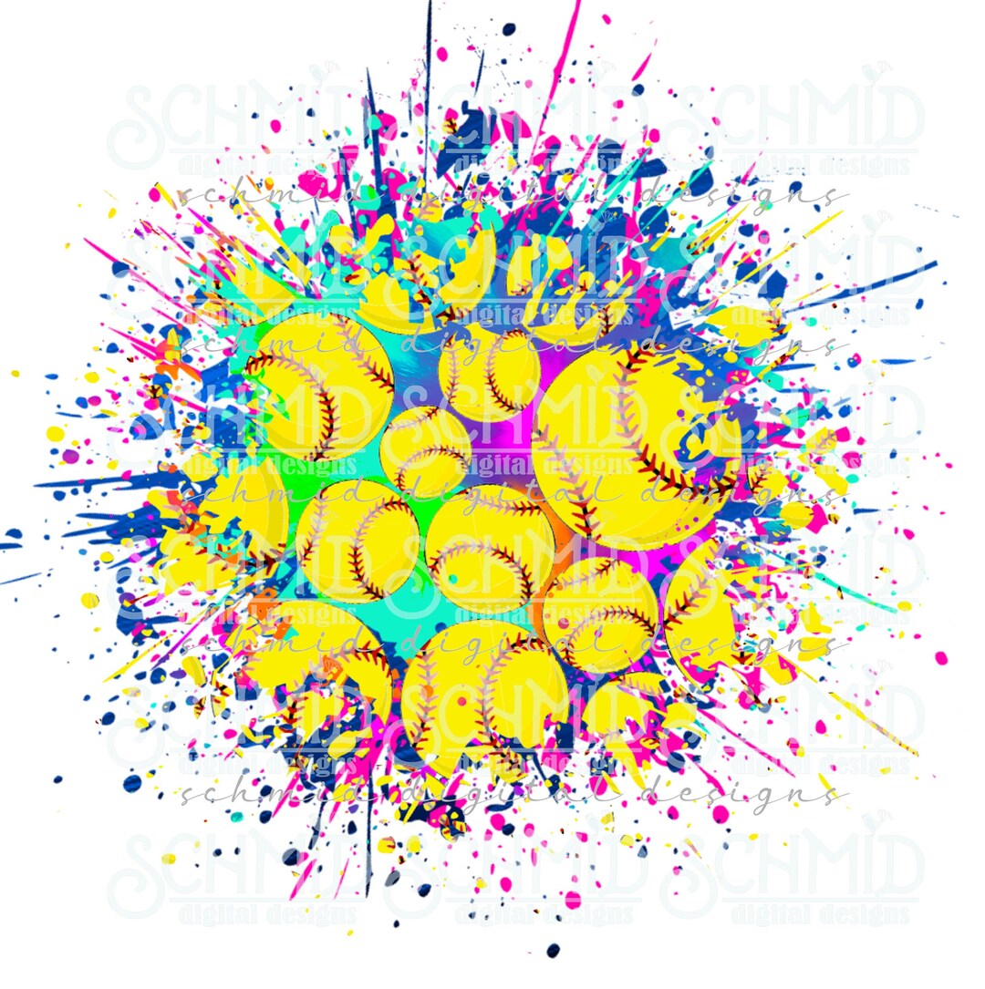 Tie Dye Splatter Softball Png, Softball Png, Softball Background Png ...