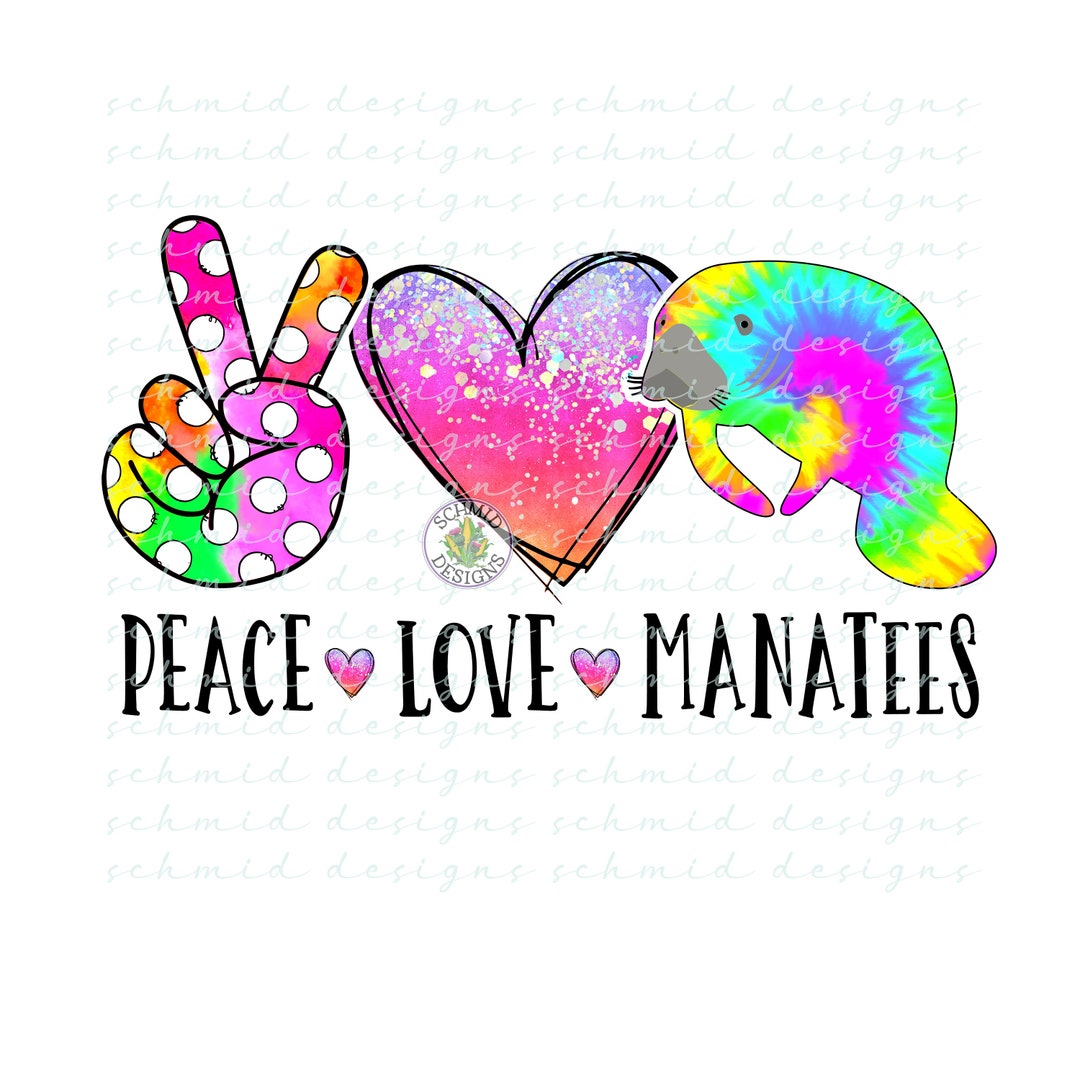 Peace Love Manatees Design|peace Love Manatees Png| Manatees | Manatees ...