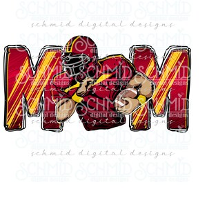 Red and Yellow Football Mom PNG, Football Mom PNG, Football Mom Shirt ...