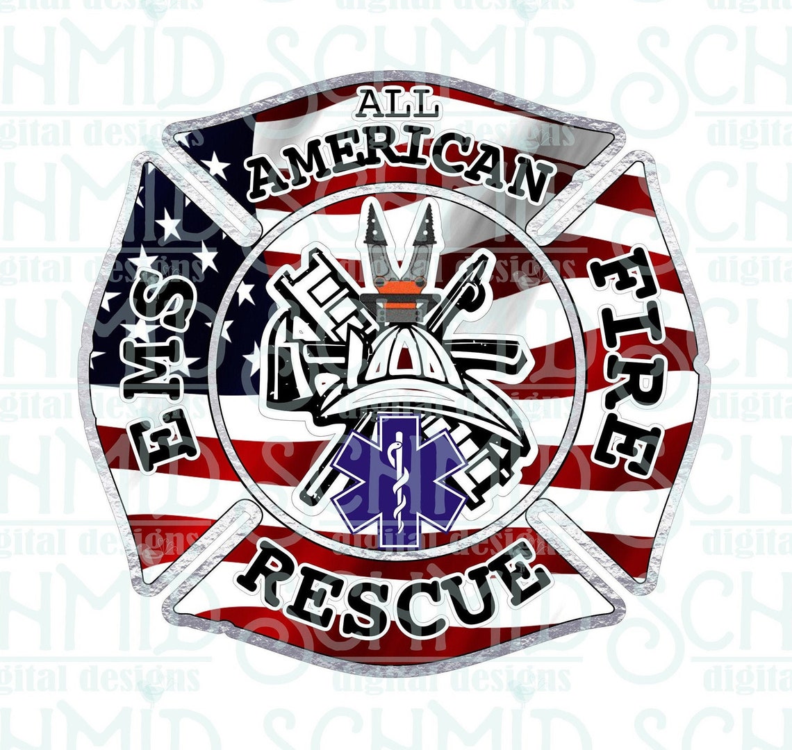 All American EMS Rescue and Fire Badge PNG / Firefighter Png / - Etsy