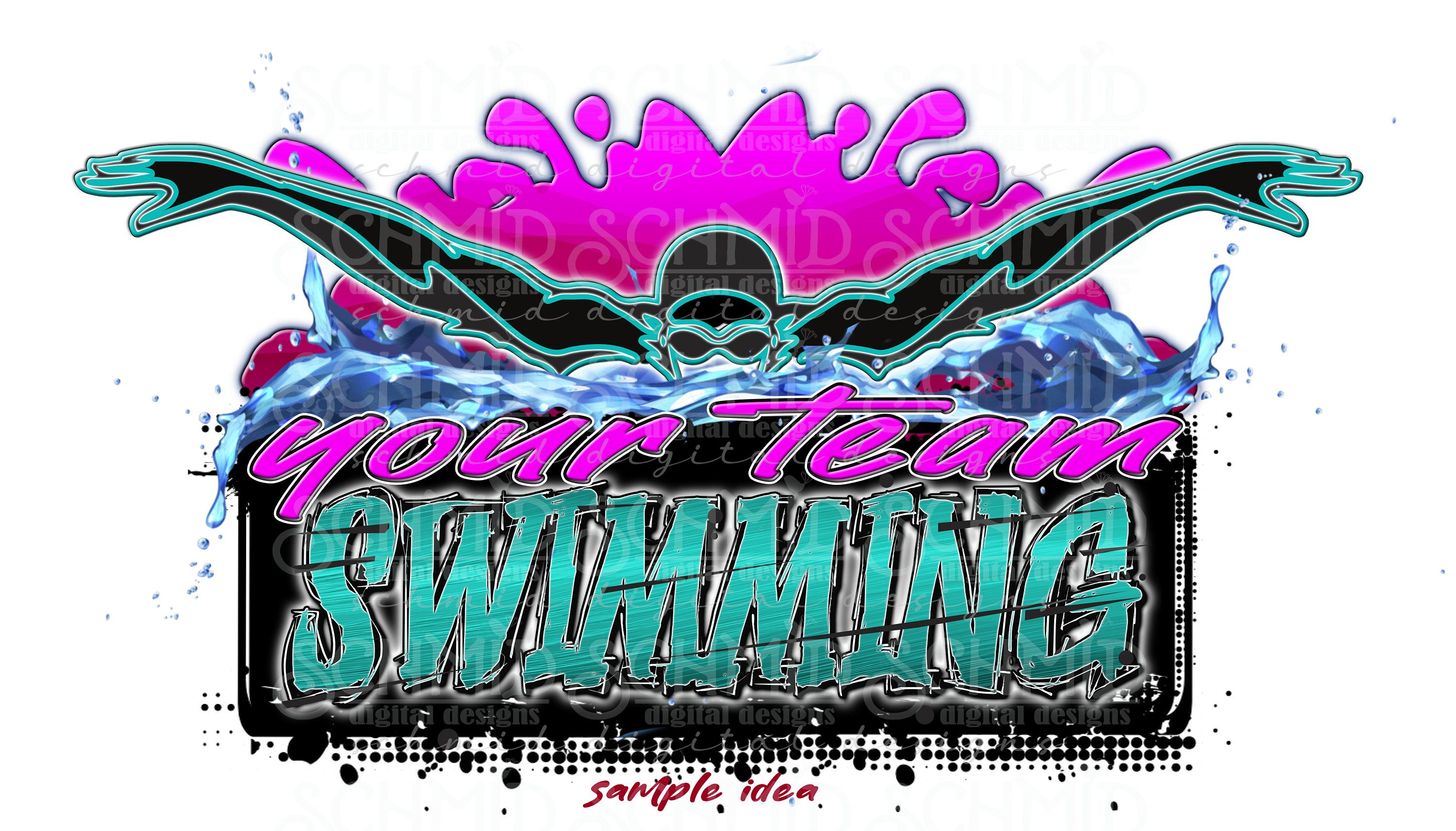 Sliced, Personalized Swim TEAM PNG ,swim Mascot PNG, Mascot Design ...