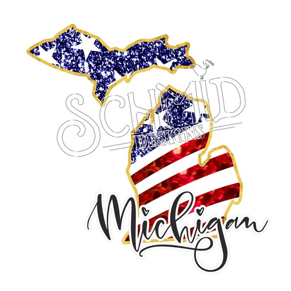 Red White and Blue Michigan Png/ Patriotic Michigan Png/ - Etsy