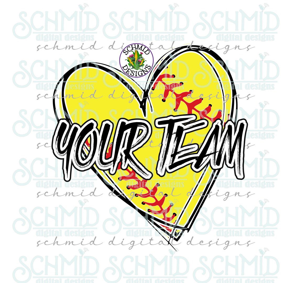 Personalized SOFTBALL Heart PNG /softball Mascot PNG / Mascot Design ...