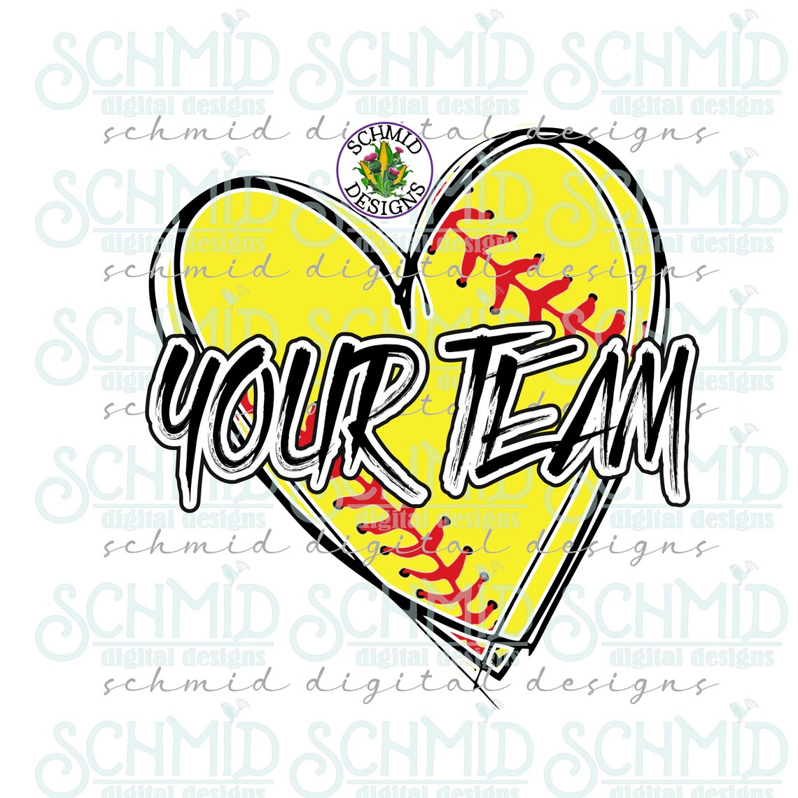 Personalized SOFTBALL Heart PNG /softball Mascot PNG / Mascot - Etsy