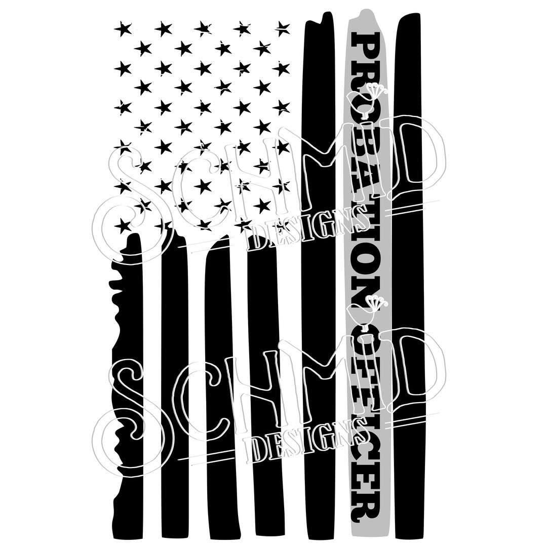Probation Officer Flag, Thin Silver Line Flag, Probation Officer ...