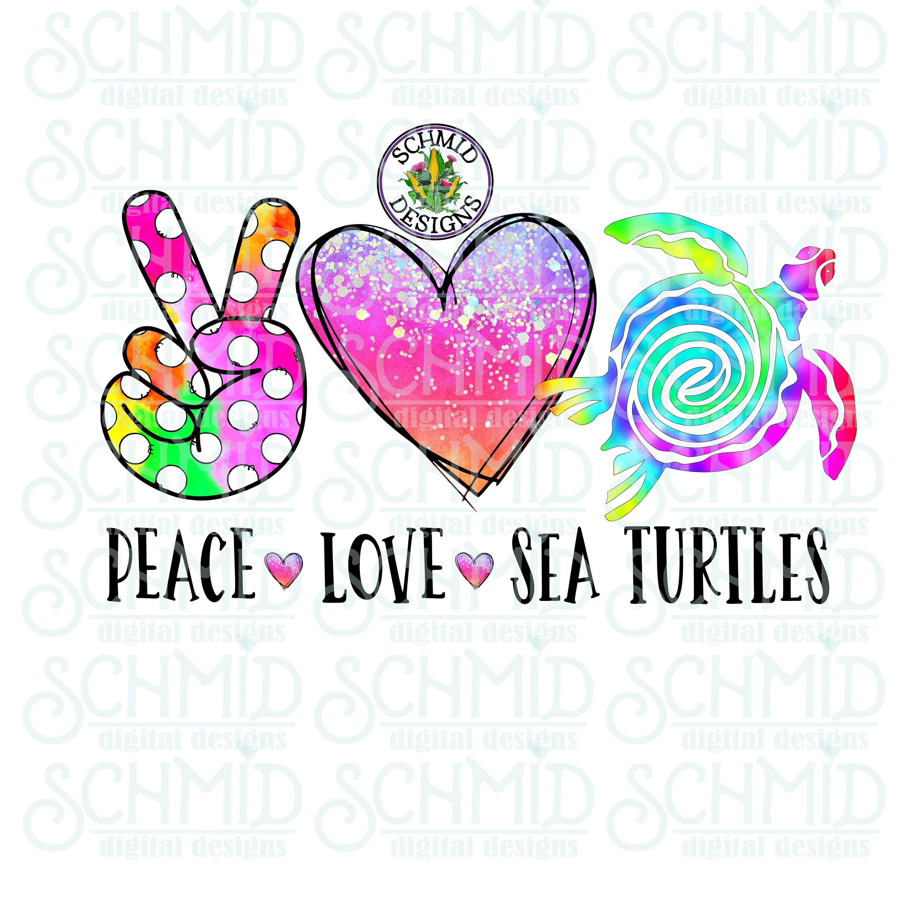Peace Love Sea Turtles PNG / DIGITAL DESIGN - Etsy