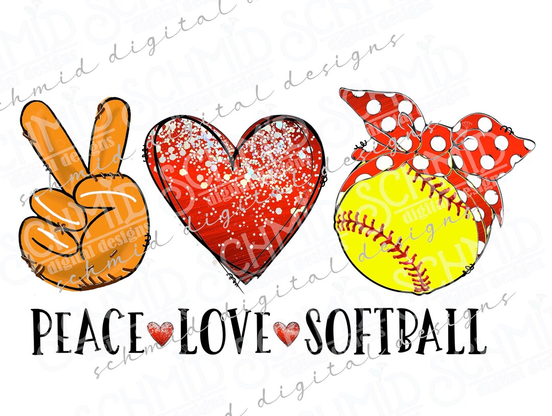 Peace Love Softball PNG, Softball Png, Softball Shirt Png, Softball ...