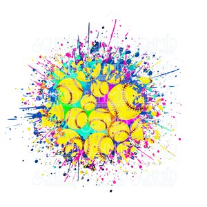 Tie Dye Splatter Softball Png, Softball Png, Softball Background Png ...