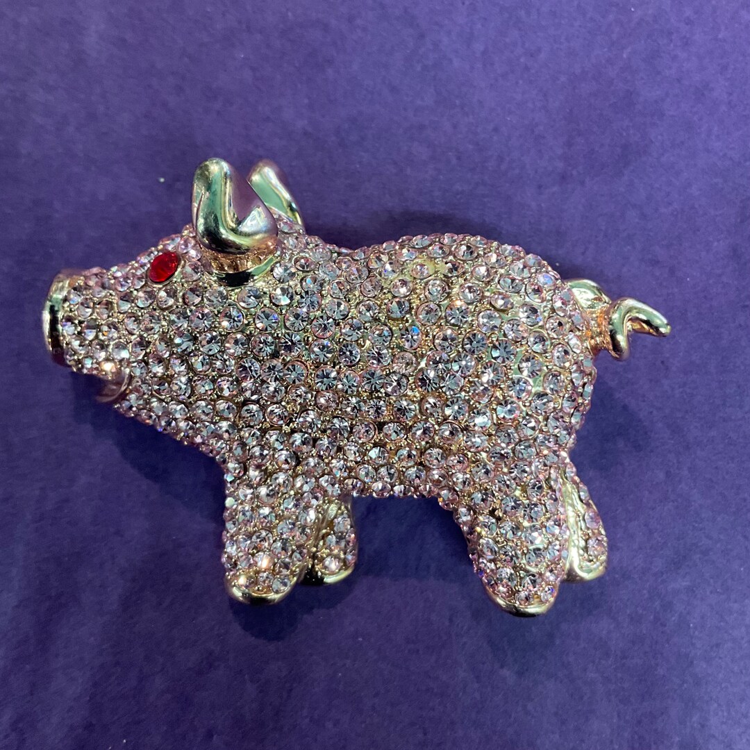 Vintage Butler and Wilson Large Pink Rhinestone Crystal Piglet Brooch ...